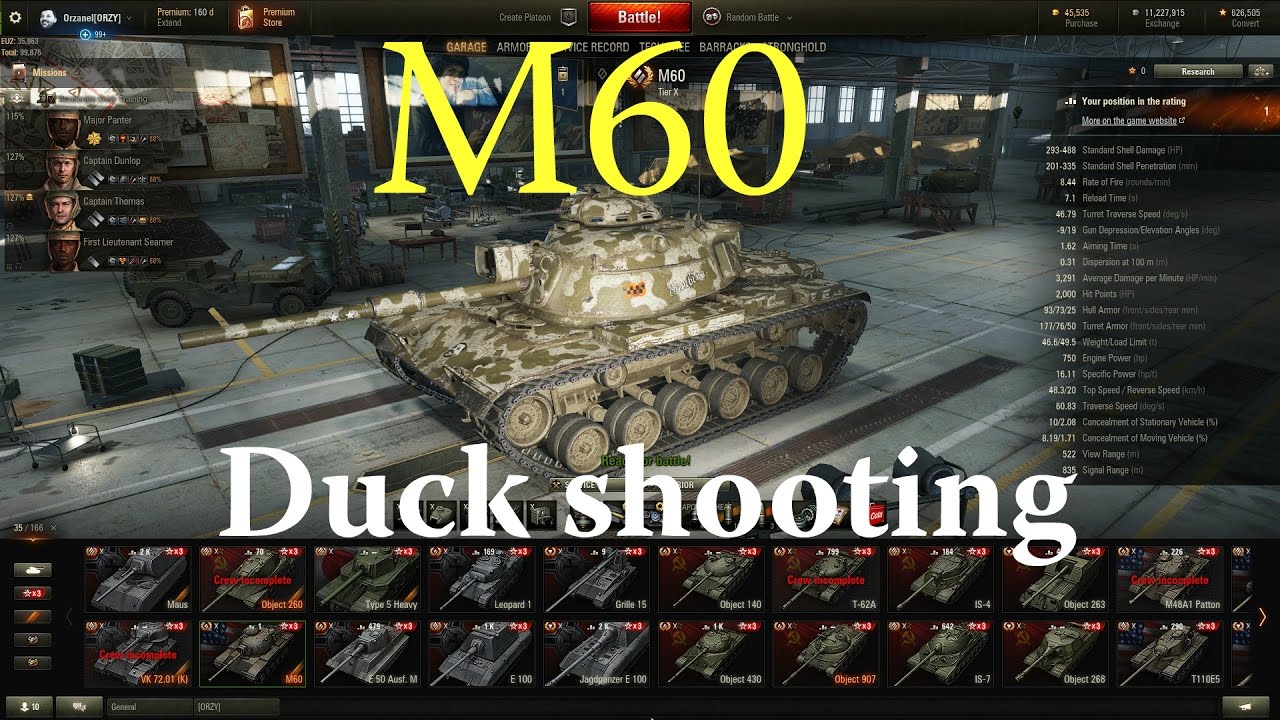 World of Tanks - M60 Duck shooting - YouTube