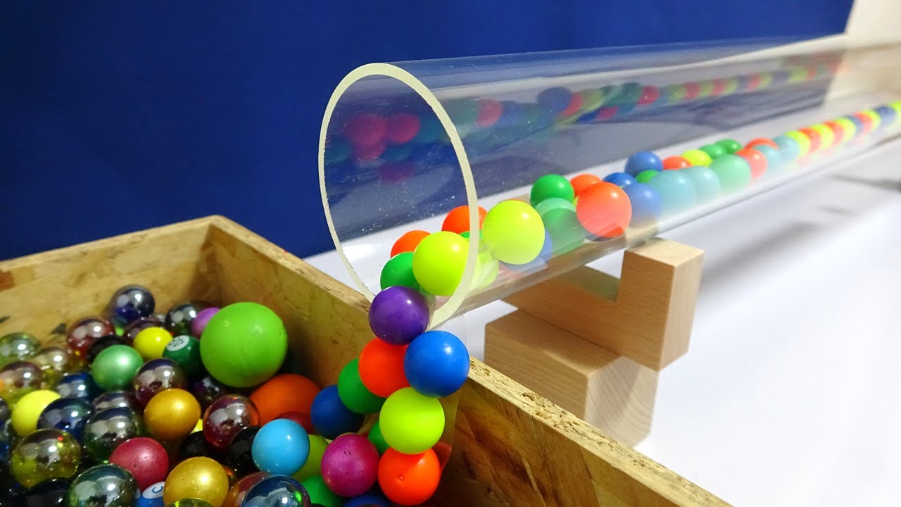 Marble run lace ☆ Transparent long pipe & colorful balls! - YouTube