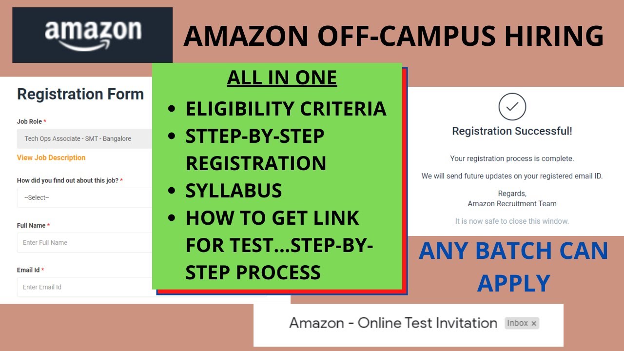 Amazon Off-Campus Hiring || Step-by-Step Registration Process || Link ...