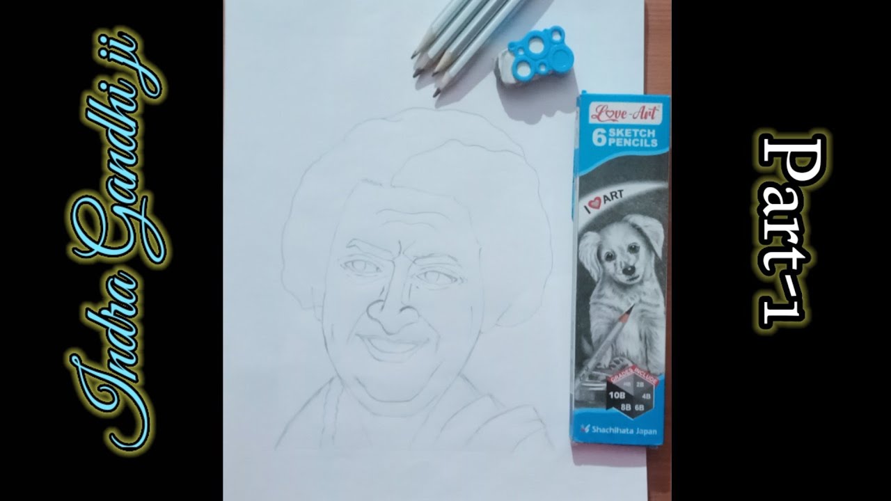 Drawing Portrait of Indra Gandhi ji || How to draw Indra Gandhi ...