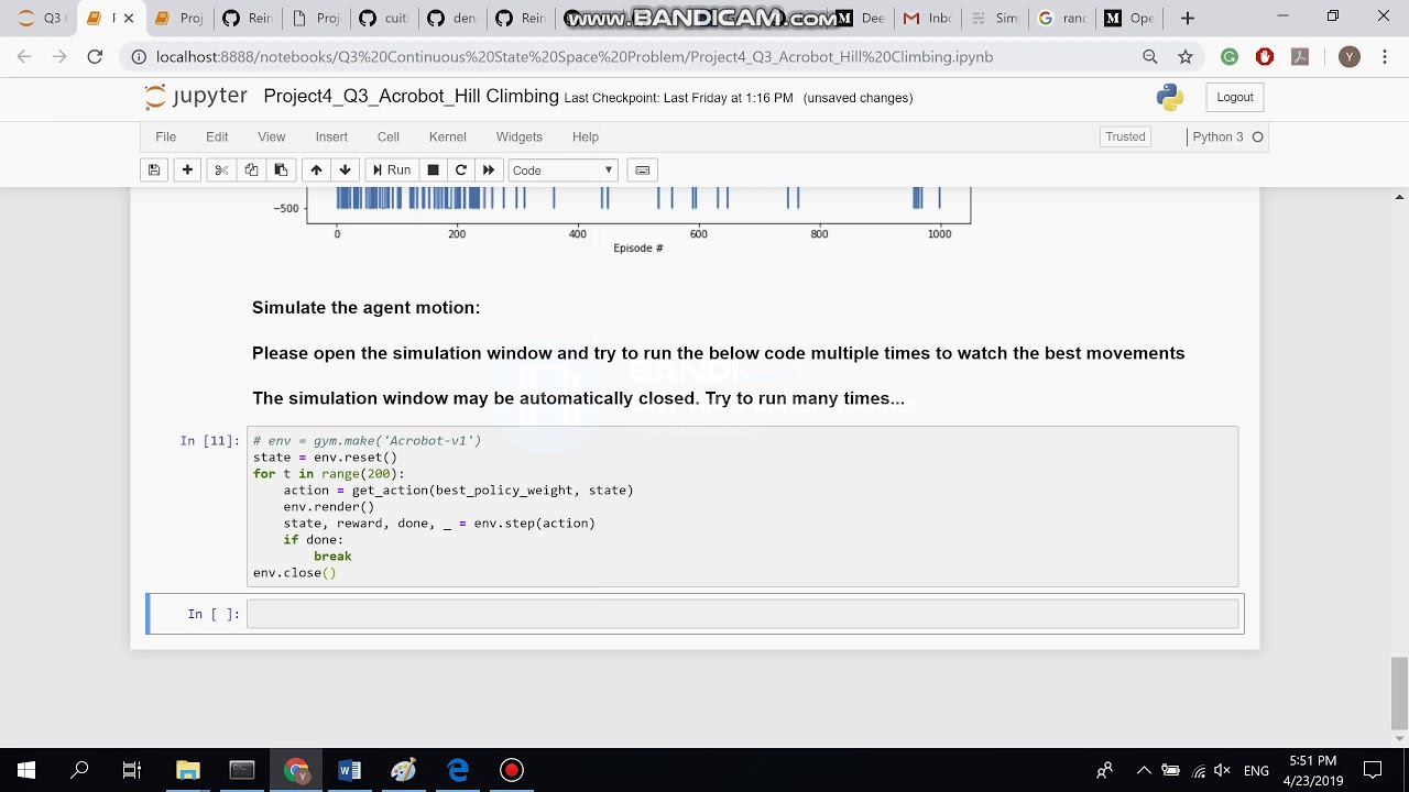 simulation for Acrobot v1 - YouTube