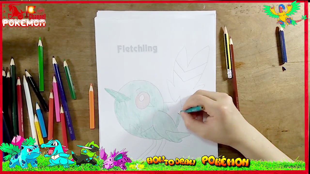 How to Draw Fletching Pokemon Birthday Cake With Candles Coloring Pages ...