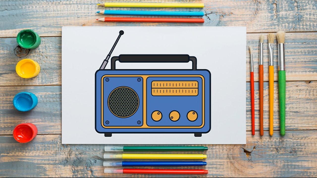 رسومات سهله | تعلم كيفية رسم راديو مدهش بخطوات بسيطة | How to draw ...