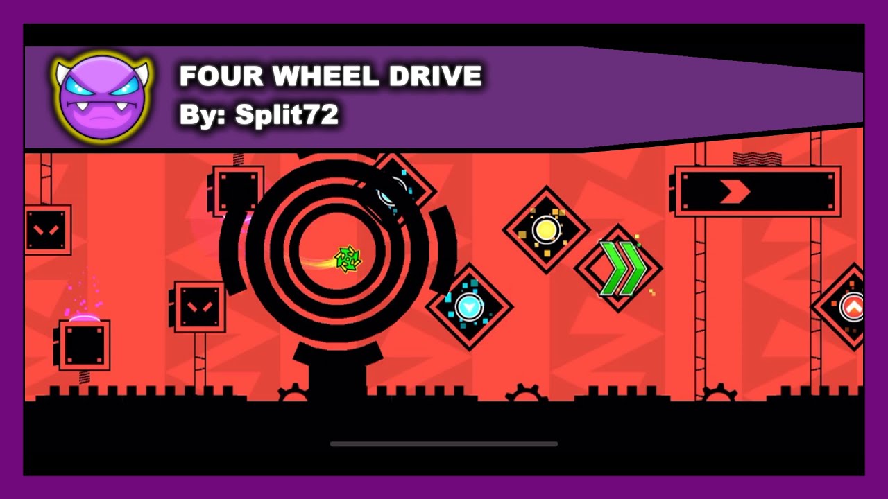 [DEMON LEVEL] Geometry Dash - FOUR WHEEL DRIVE by Split72 100% Complete ...