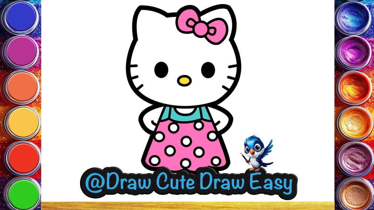 How to draw hello🐱kitty| hello Kitty colorful💖🩵💛| hellokitty drawing💕🌈 ...