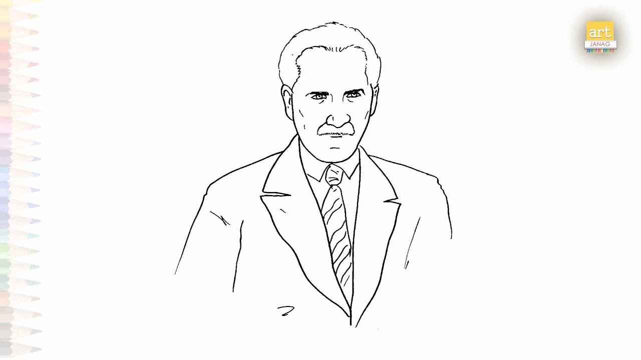 Mustafa Kemal Atatürk drawing easy | Outline art | How to draw Mustafa ...
