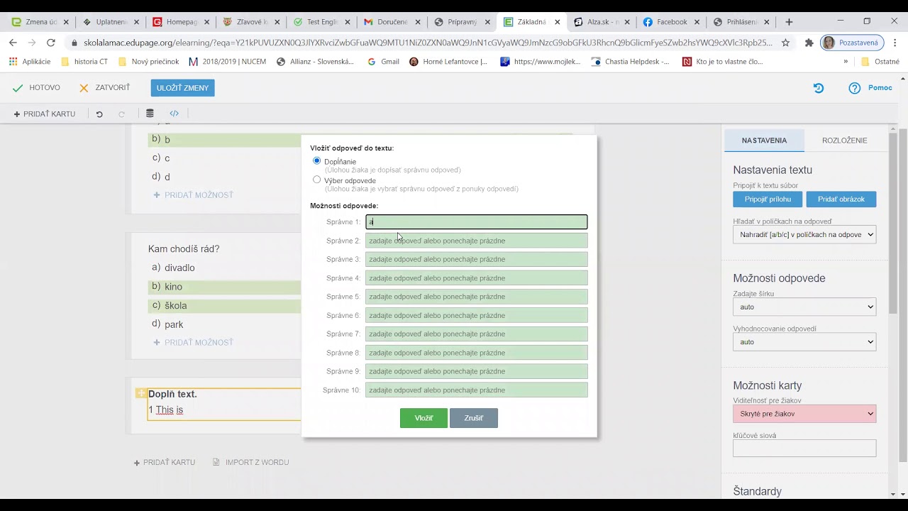 ako vytvoriť test v edupage - YouTube