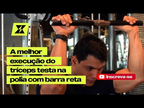 A melhor execução do Triceps testa na polia com barra reta | Treino ...
