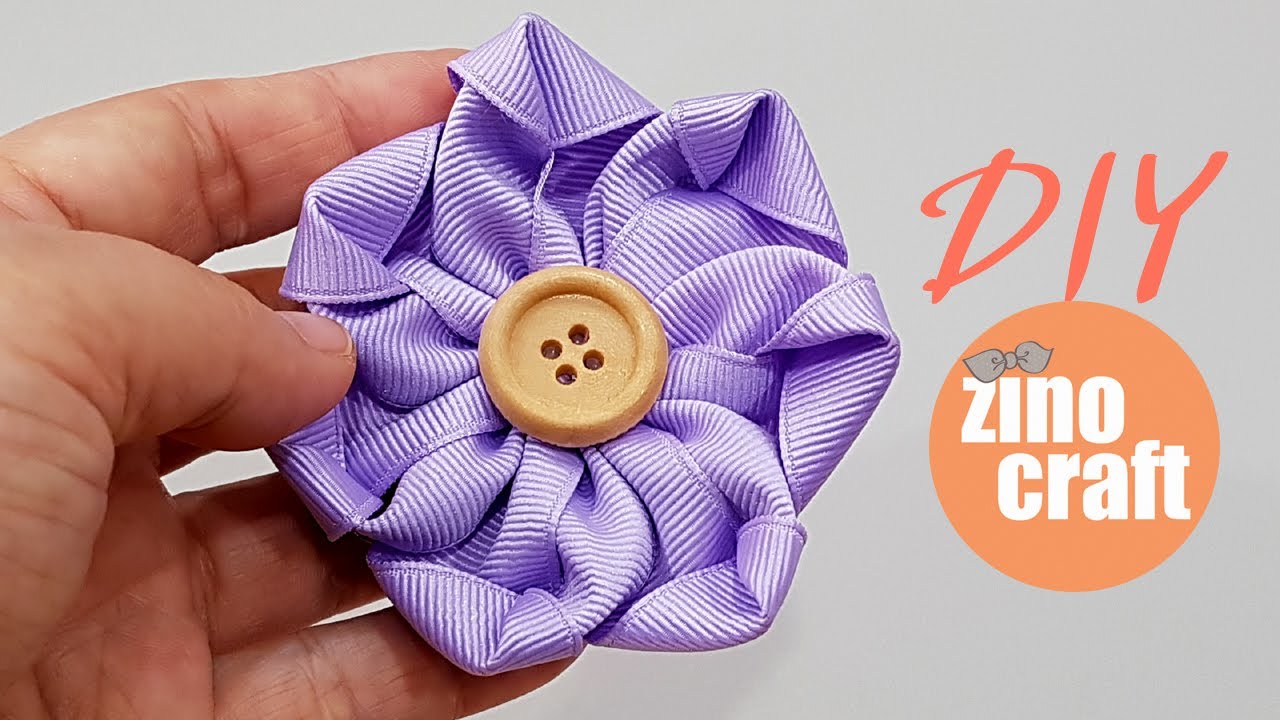 How to make ribbon flower/Ribbon easy making Tutorial/Ribbon flower ...