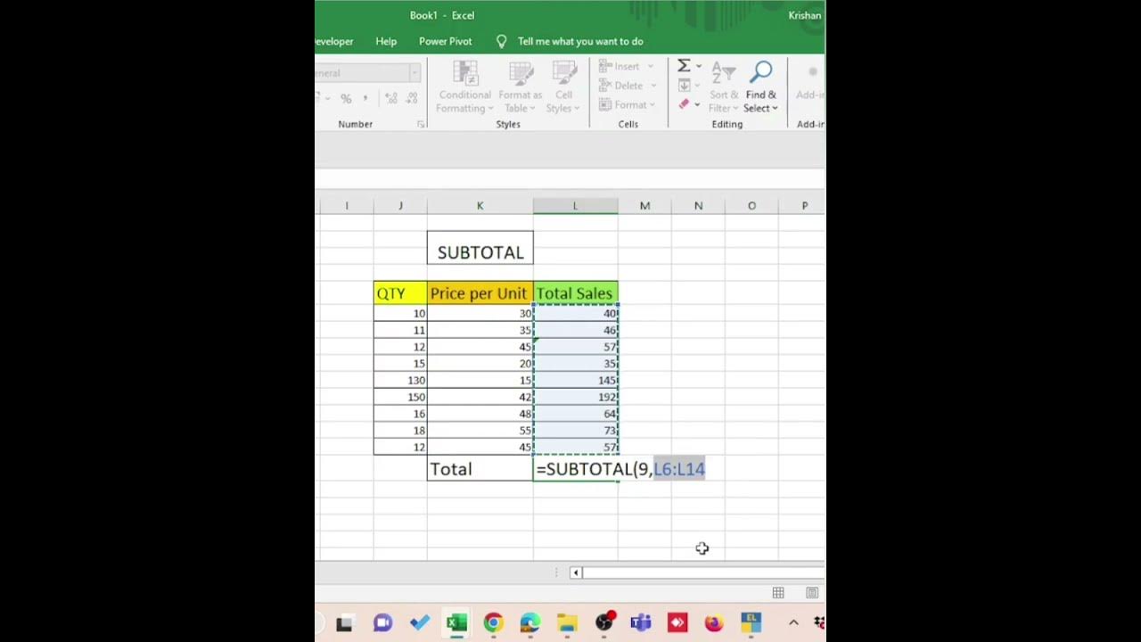Advanceexcel Subtotal Formula In Excel In Hindi Subtotal Formula How To Used Exceltech