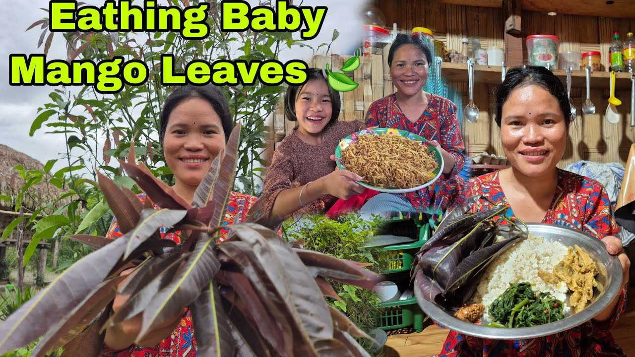 Eathing Mango Leaves || Made Homemade Chowmein || Cooking and Eathing ...