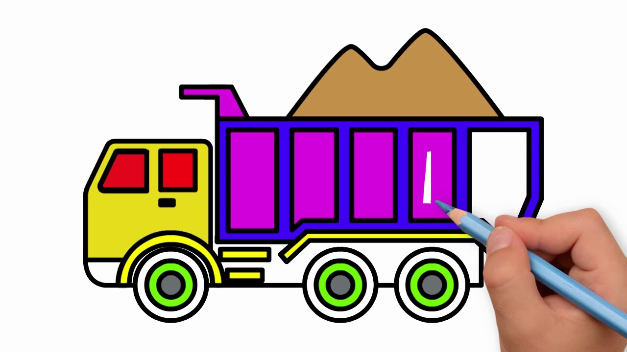 Car and truck coloring pages for kids, Learn colors with sand truck ...