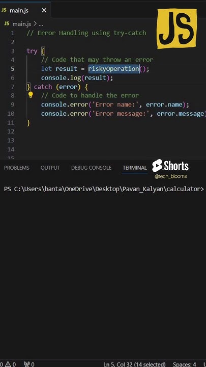 try/catch in javascript. #shortsvideo #shortsfeed #development #trending #nodejs#coding # ...