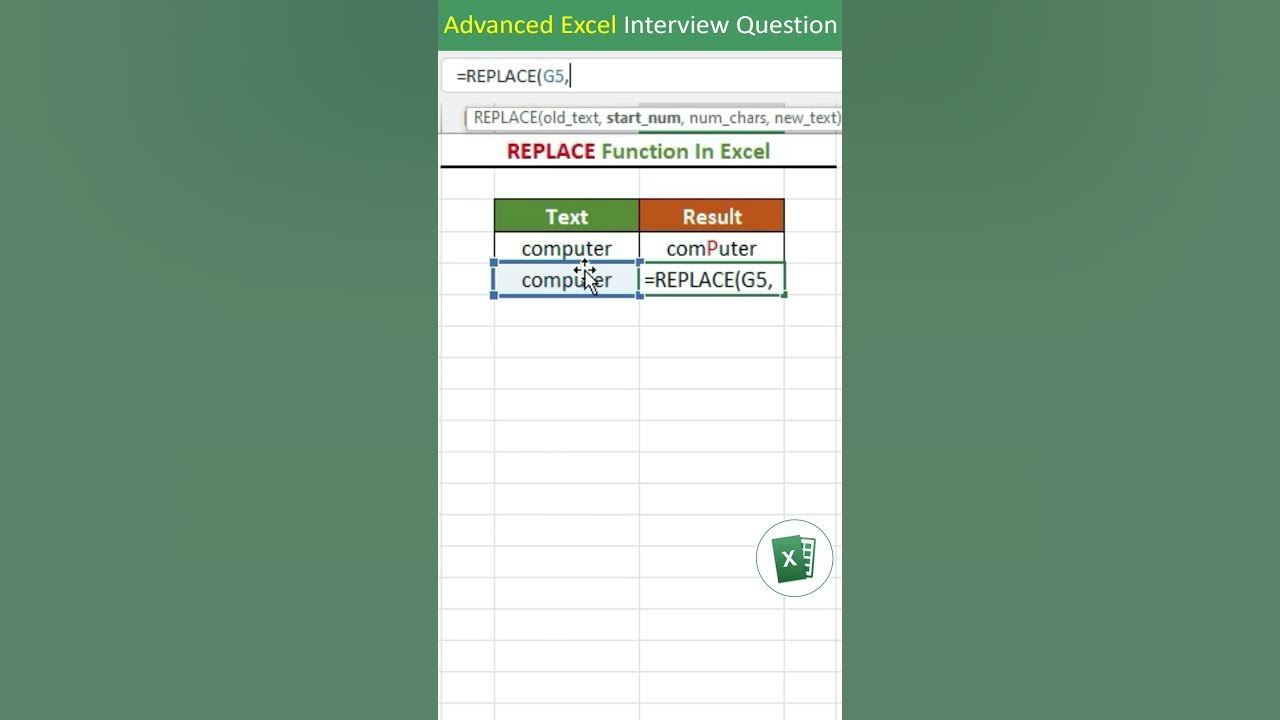 REPLACE function in excel | REPLACE formula in excel | excel interview questions excel tips ...