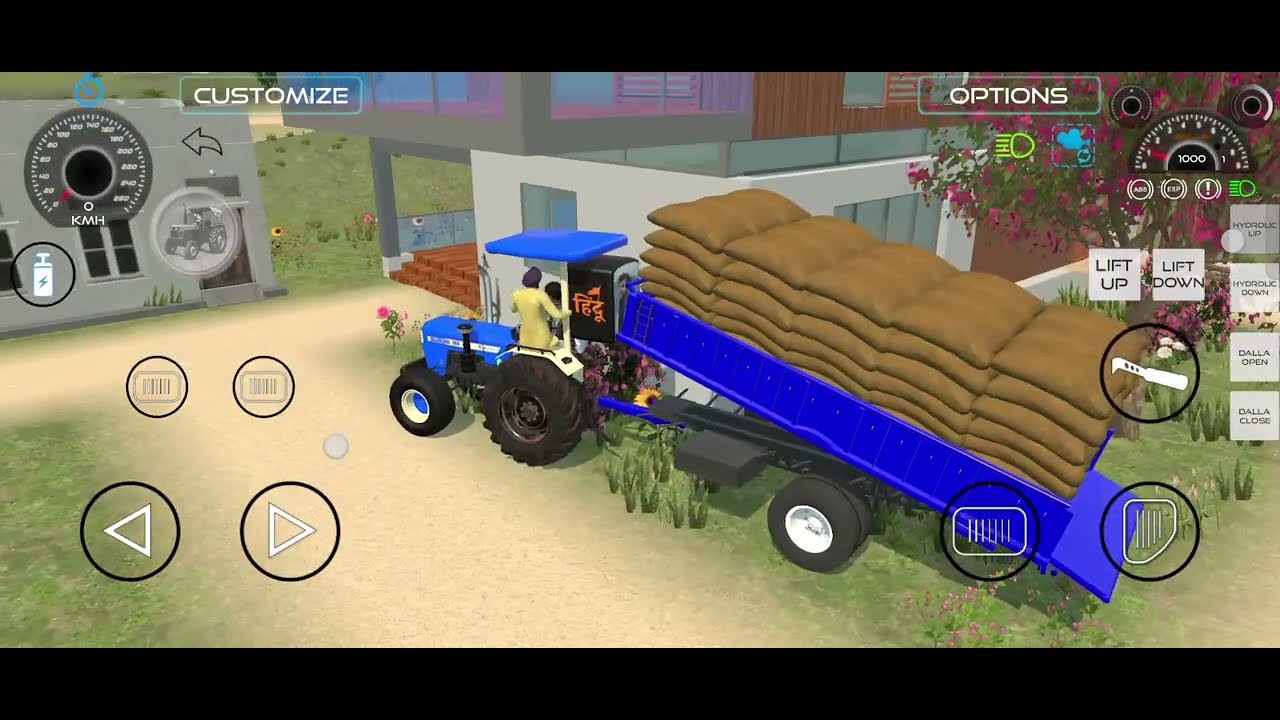 Bori loaded wali trolley ko Swaraj tractor ne bachaya ll, real village ...
