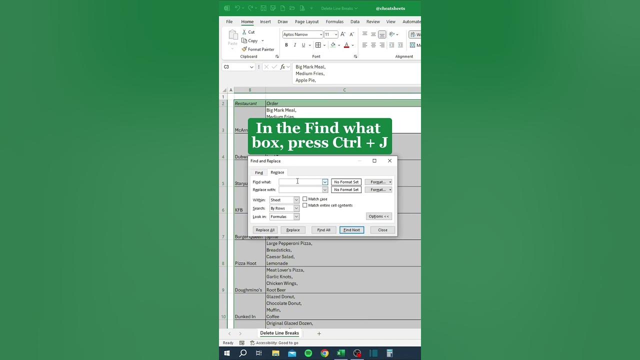 Delete Line Breaks in Excel‼️ #excel - YouTube