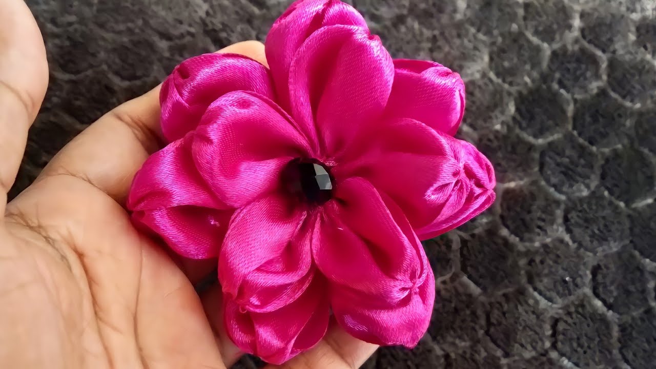 Ribbon brooch diy / Sulam pita flower / Ribbon Flowers - YouTube