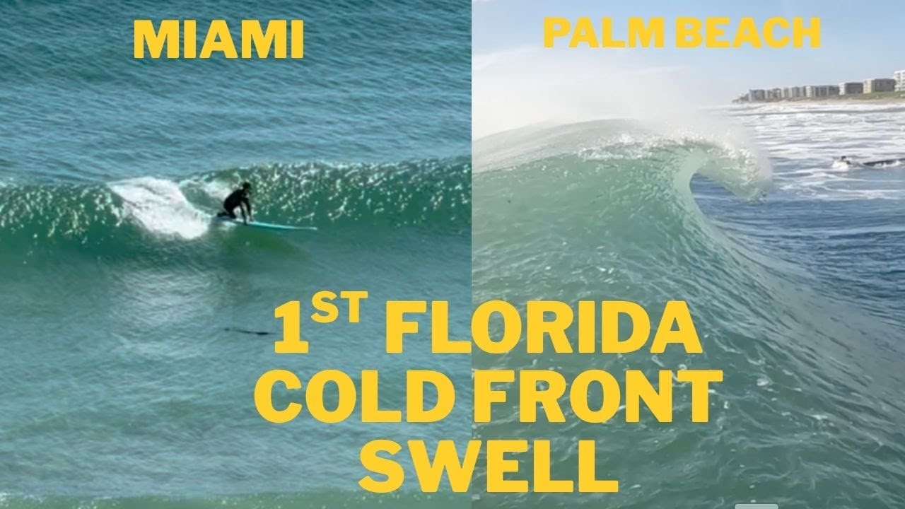 1st COLD FRONT SWELL in FLORIDA - PALM BEACH & MIAMI FUN PEAKS - YouTube