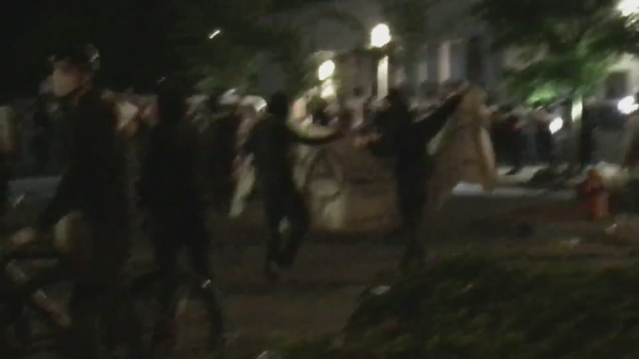 Portland police declare unlawful assembly as protesters barricade North ...