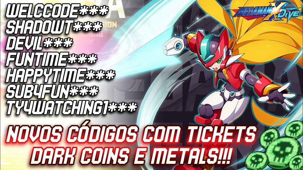 Mega Man X Dive New Codes/Novos Códigos Com Metals, Tickets e Dark ...