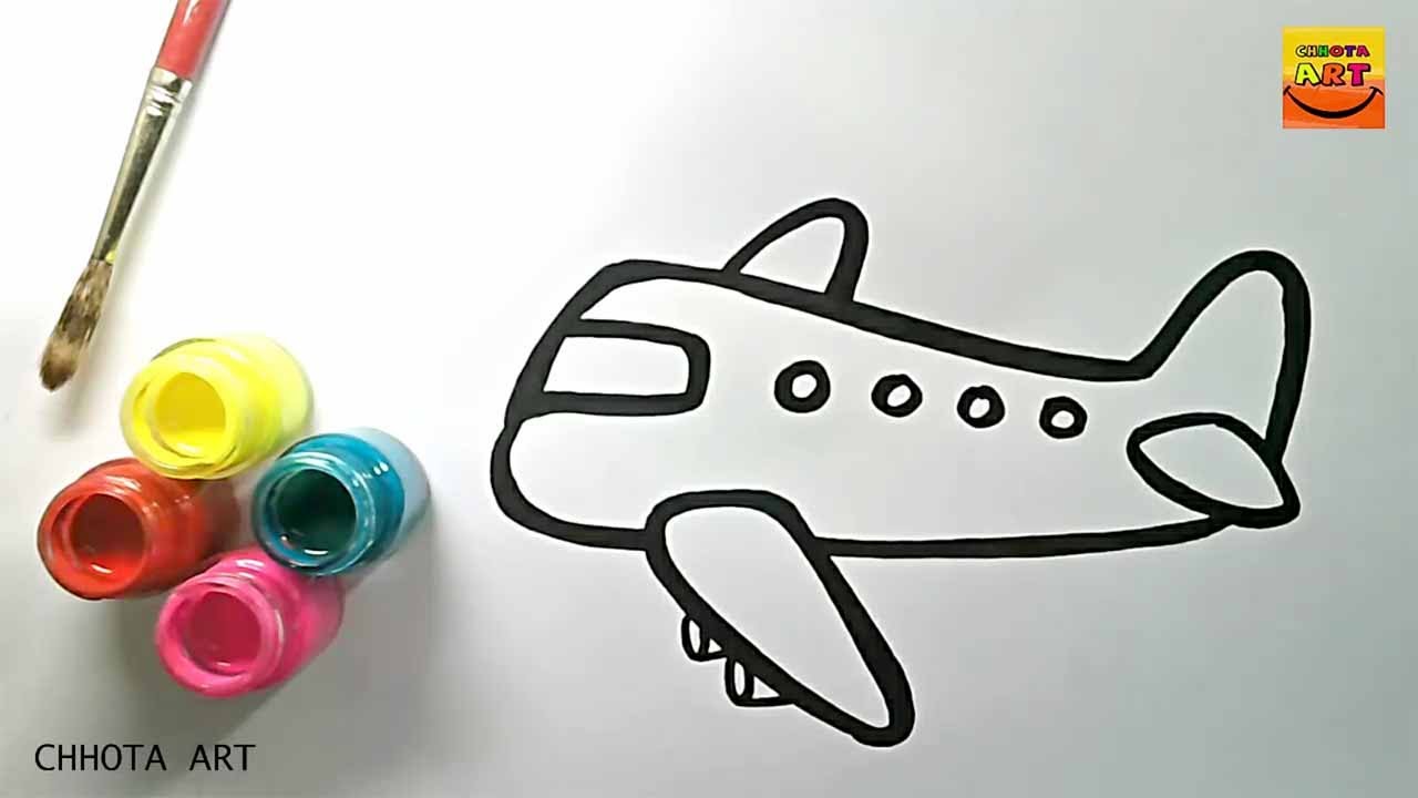 How to draw beginner’s Airplane art – Basic Level Drawing and Coloring ...