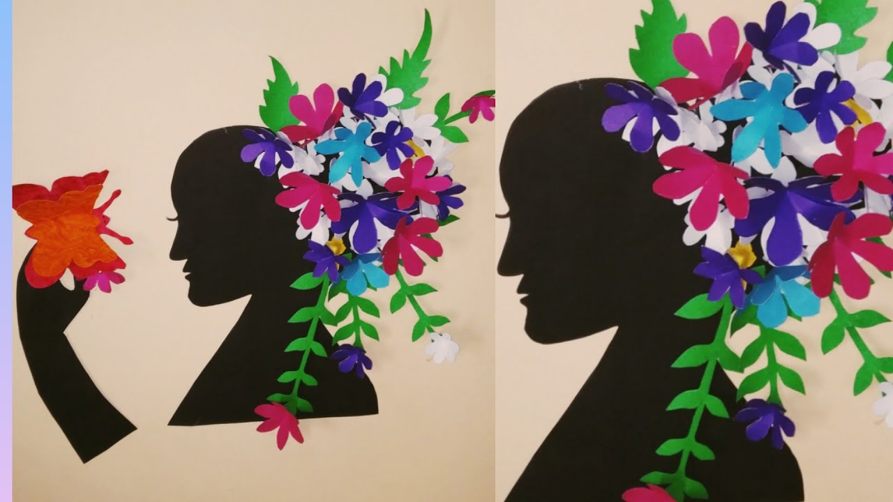 DIY Beautiful Women Paper Wall Art / Unique Paper Flower Wall art ...