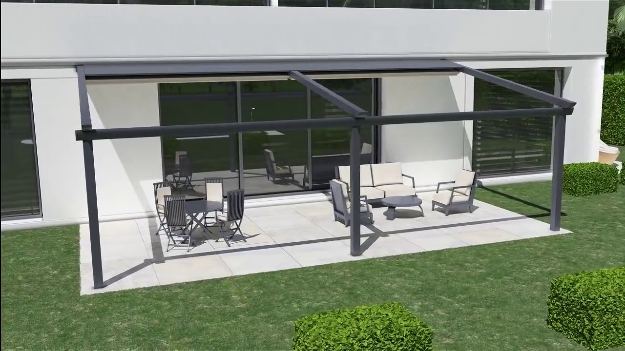 Retractable motorized pergola roof - YouTube