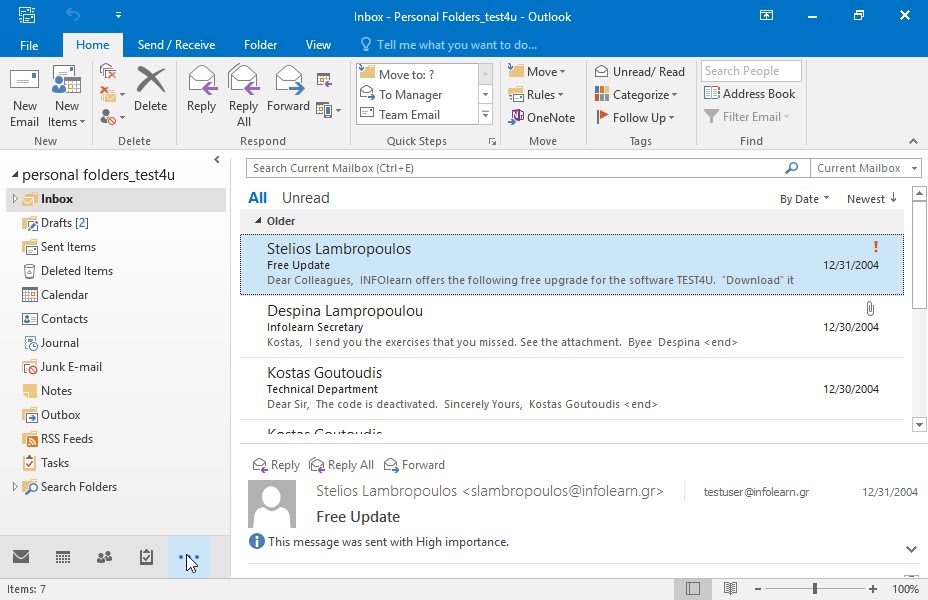 Display shortcuts on the folder pane and deactivate the reading pane ...