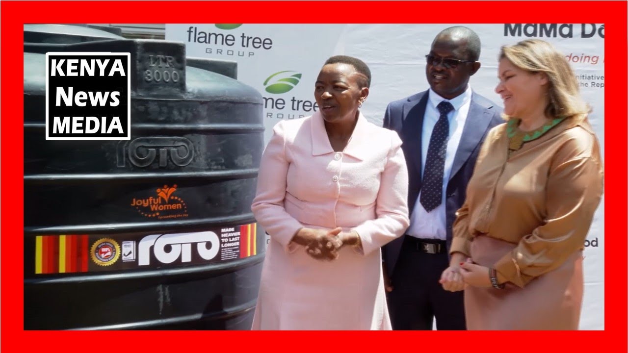 First Lady Rachel Ruto receives a donation of water tanks from Flame ...