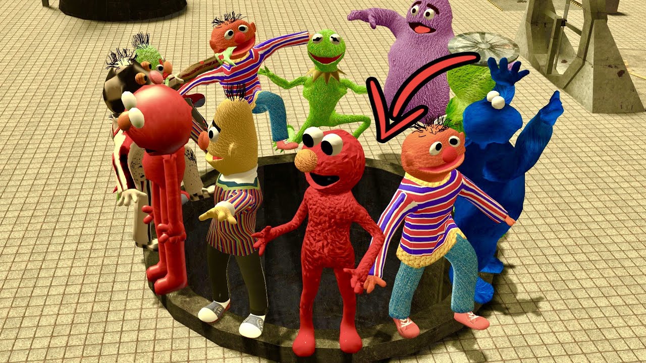 SPARTAN KICKING GRIMACE SHAKE, ELMO FAMILY In Garry's Mod! - YouTube