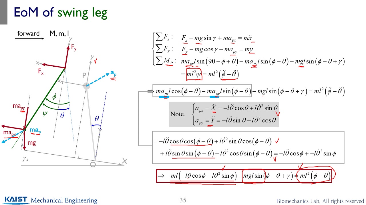 ME585 2.2.1 EoM of simplest bipedal walking model - YouTube