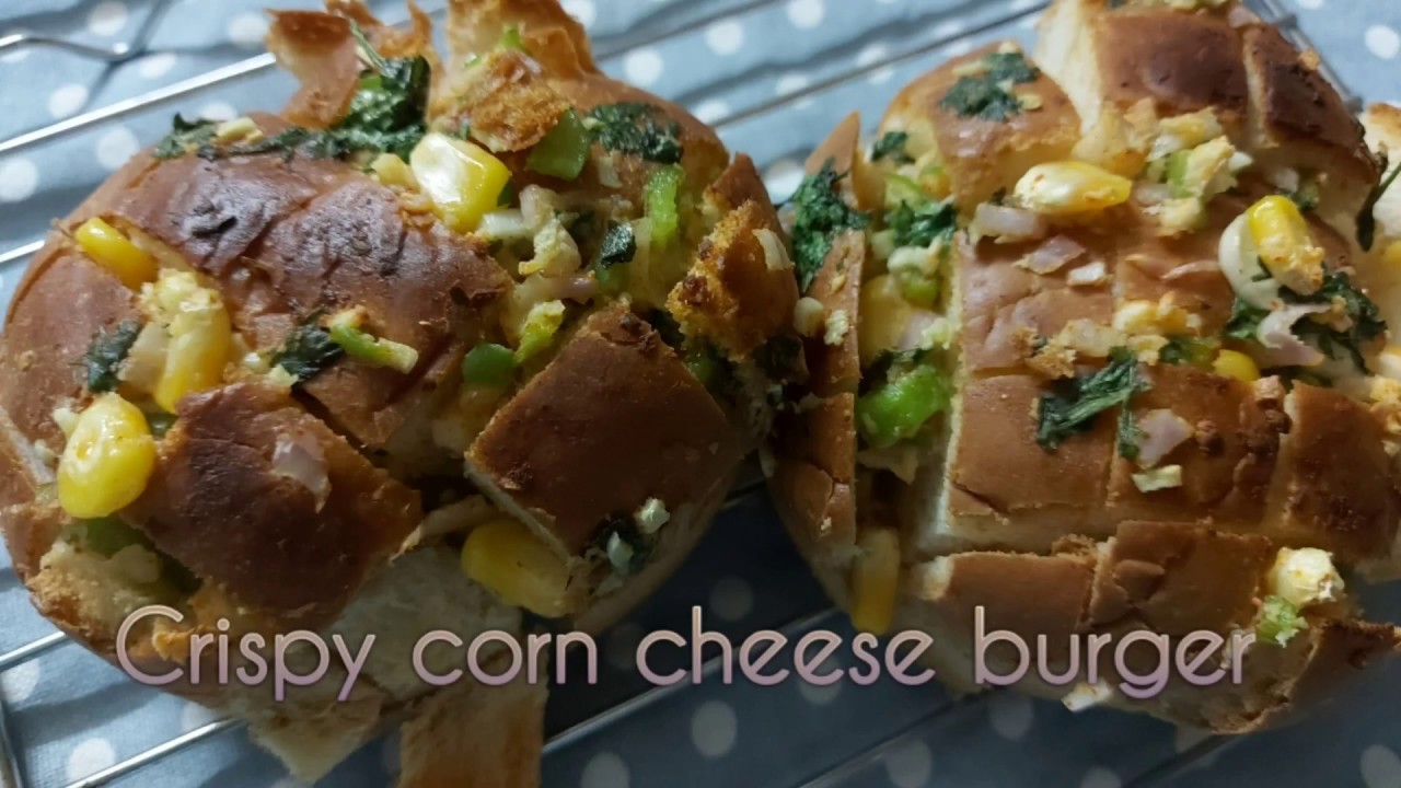 Crispy corn garlic cheese burger - YouTube