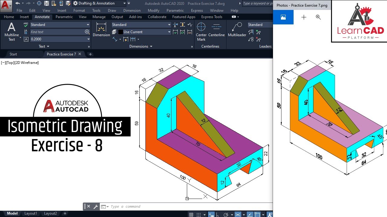 How to Create Isometric Drawing In AutoCAD for Beginners Exercise 8 ...
