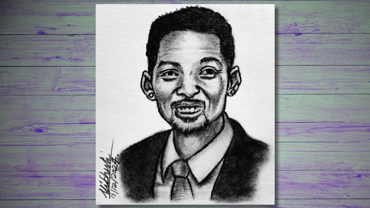 How To Draw Will Smith | Charcoal Pencil ️ Drawing Sketch Timelapse ...