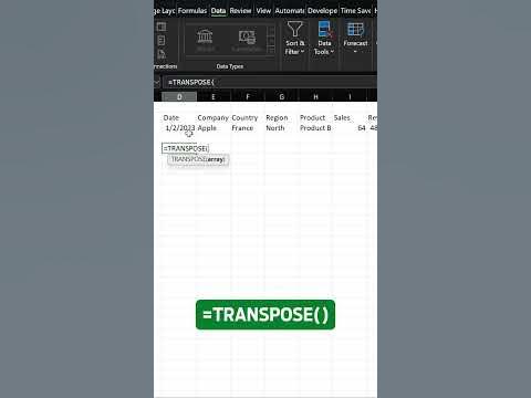Excel Transpose Function #excel #exceltips #excelskills #excelhack #learnexcel # ...