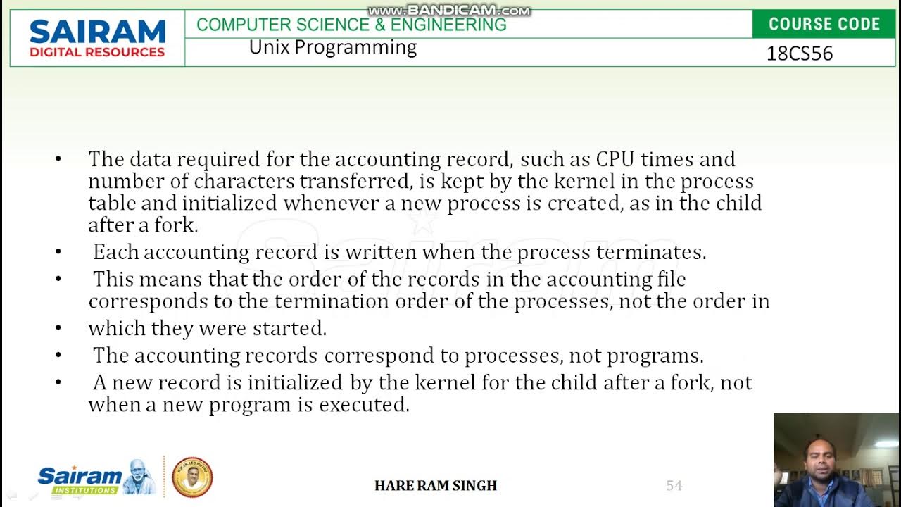 Lecture Video1_ 18CS56_ Module4_ Process Accounting_ Hare Ram Singh - YouTube