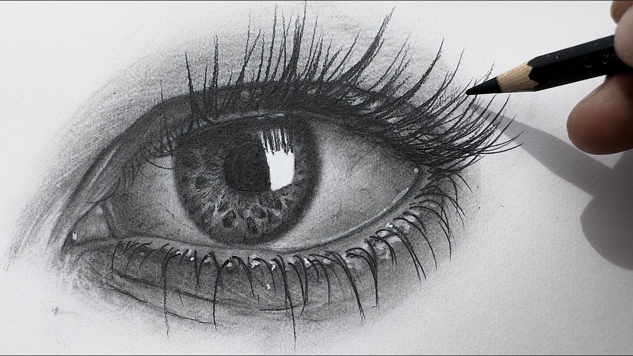 HYPER REALISTIC EYE DRAWING With Camlin Pencils - YouTube