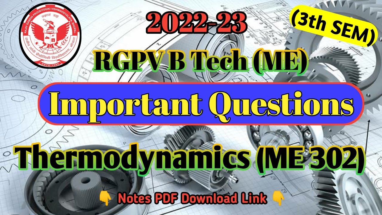 (ME 302) Thermodynamics 🔥 Important Question 🔥 3rd SEM (ME) B Tech ...