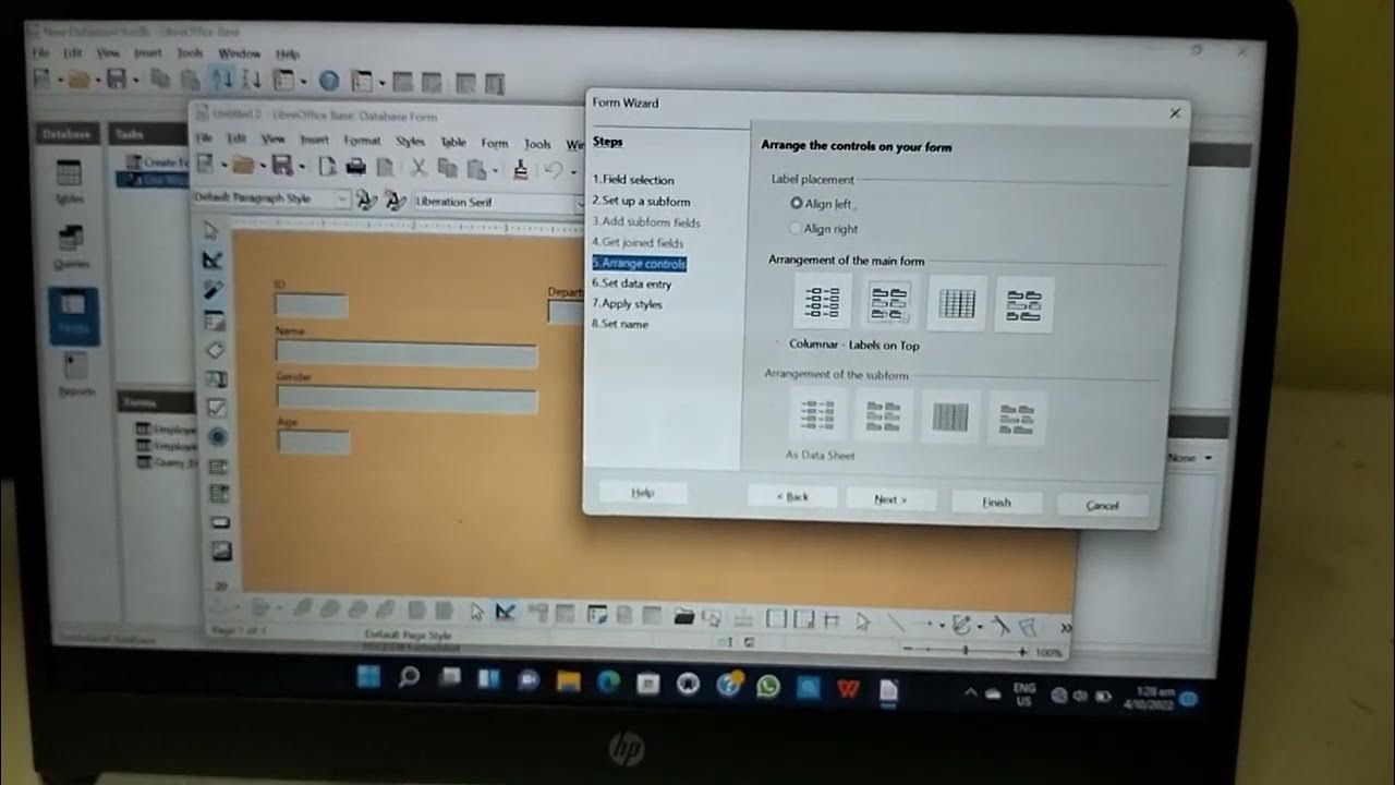 How to create a form from a table in LibreOffice base - YouTube