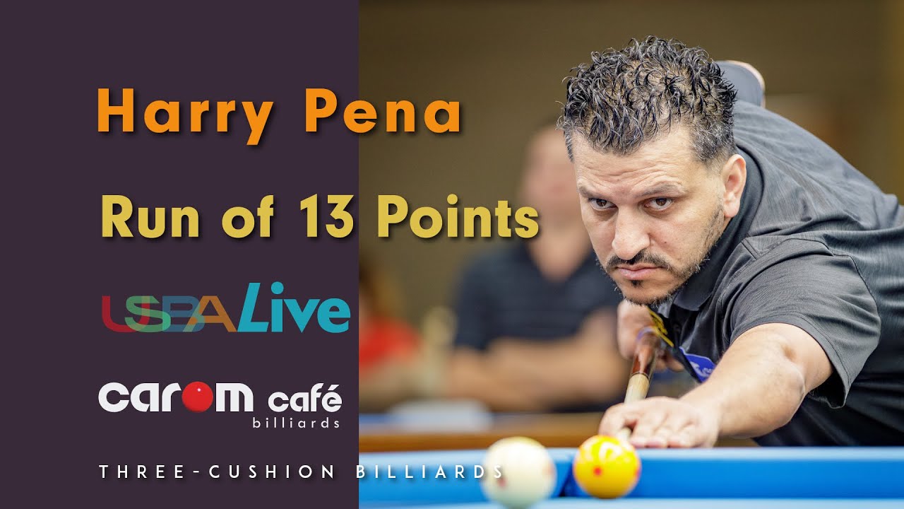 Harry Pena | Run of 13 | 3-Cushion Billiards - YouTube