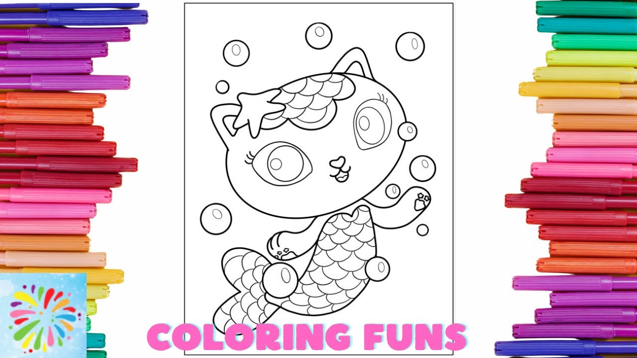 Coloring Mercat with Bubble from Gabby Dollhouse | Gabby Dollhouse ...