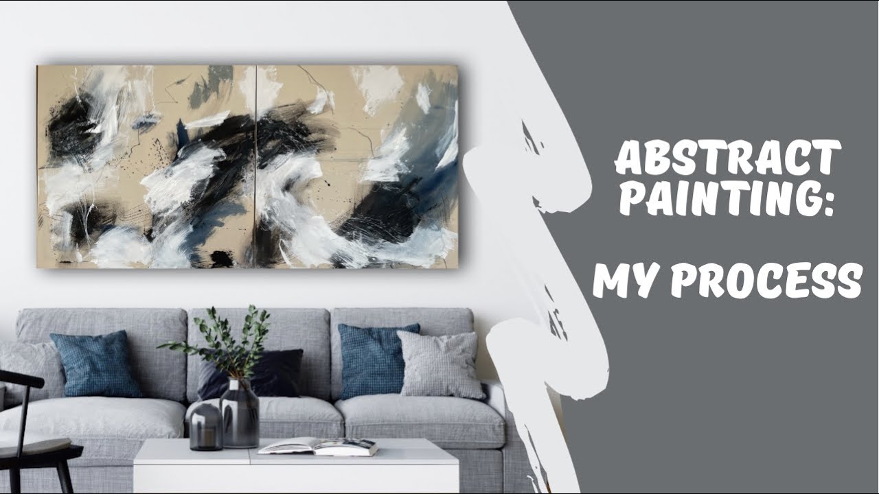 Large abstract painting in progress, diptych - YouTube