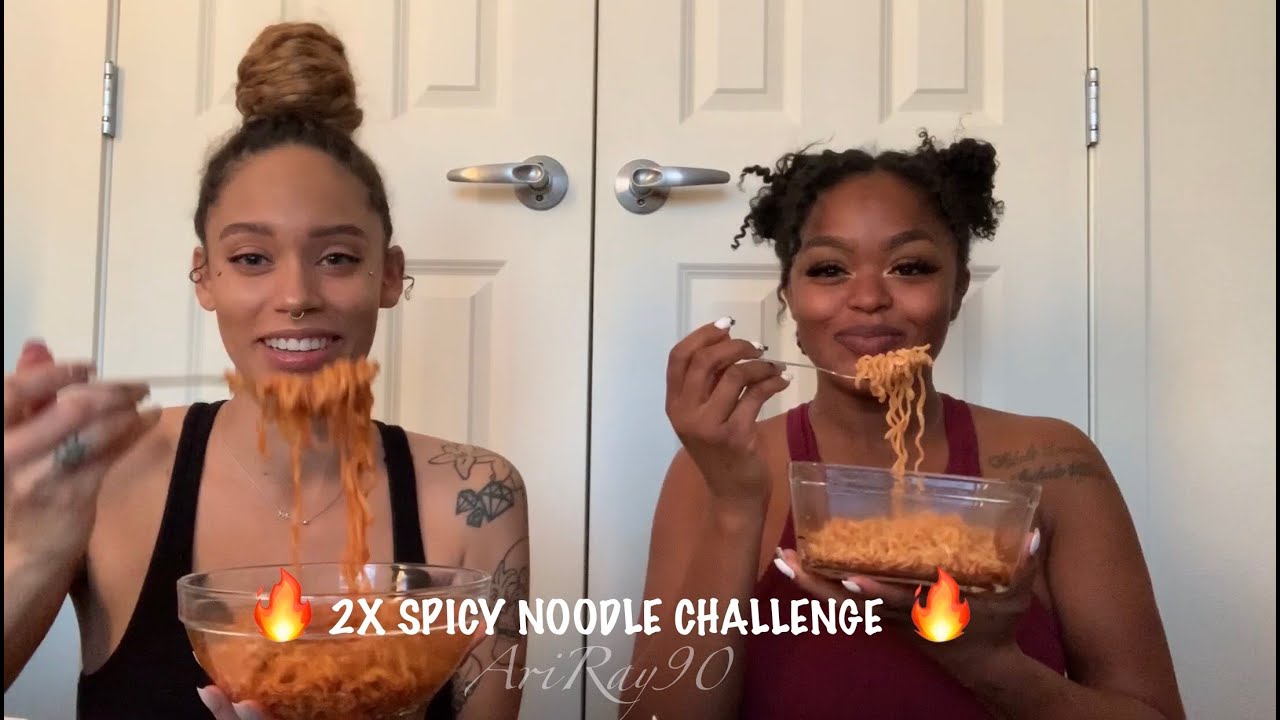 2X SPICY NUCLEAR FIRE NOODLES CHALLENGE | SISTER EDITION - YouTube