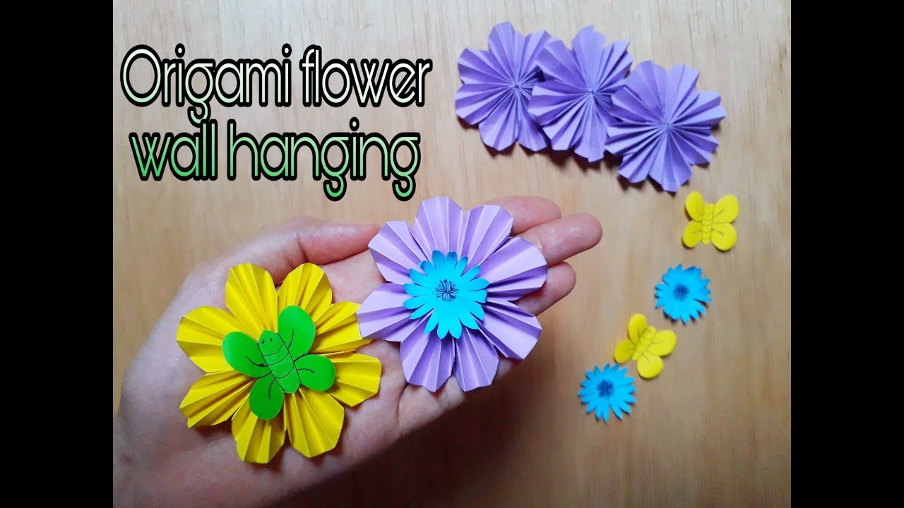 Origami flower- wall hanging| paper craft| home decoration - YouTube
