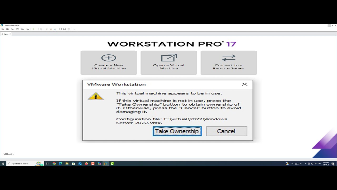 How to Fix Take Ownership Error in VMware Workstation 17 Pro - YouTube
