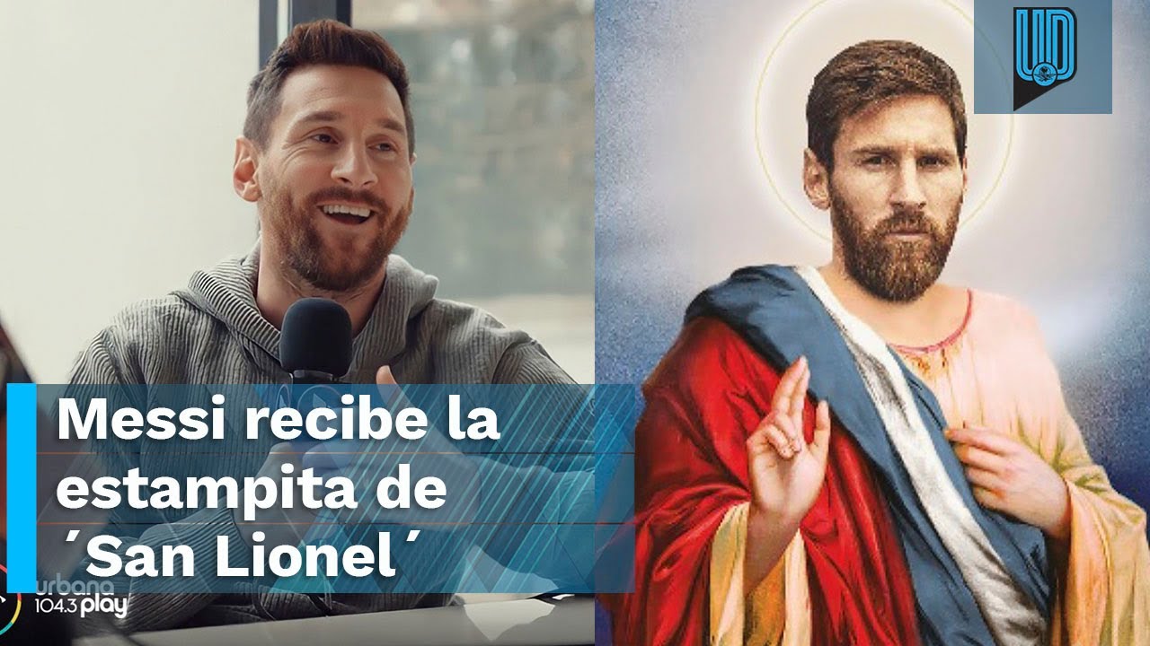 Lionel Messi recibe la estampita de "San Lionel" por parte de una ...