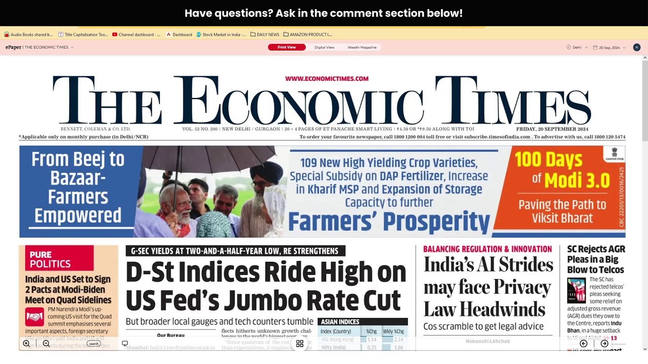 20 September 2024 | The Economic Times Newspaper | Daily Finance ...