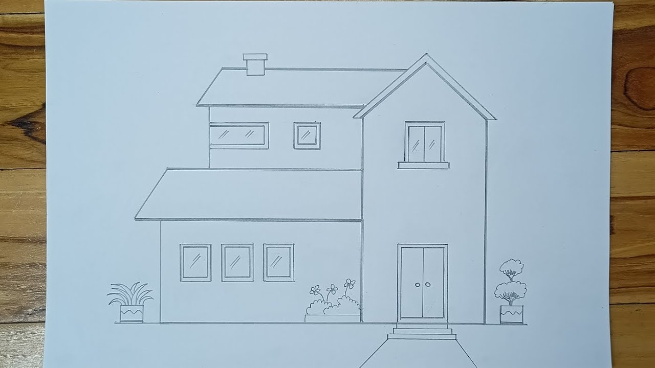 How to Draw a House Easy || House Drawing || Cara Menggambar Rumah ...