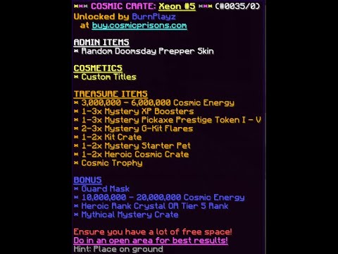 Cosmic Prisons: Opening Xeon Map #5 CC | Xeon Ep 1 - YouTube