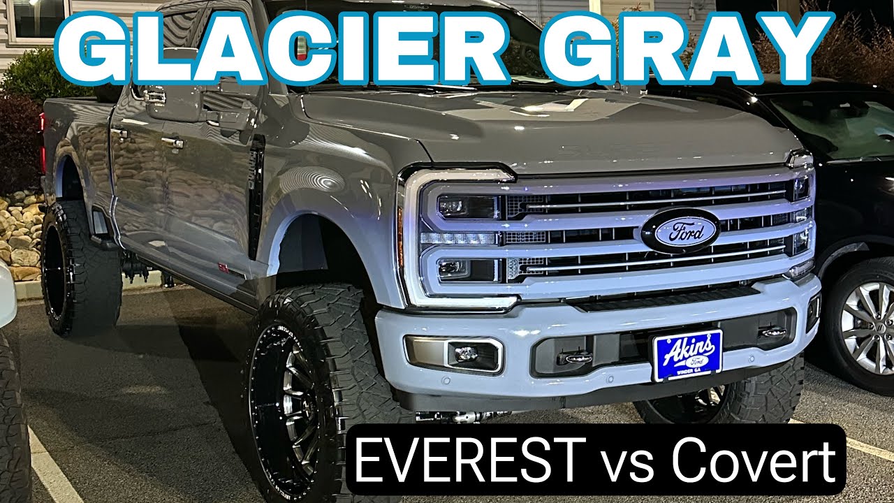 GLACIER GRAY 2024 Ford F250 LIMITED 5” LIFTED on 37s & 24s Comparison ...